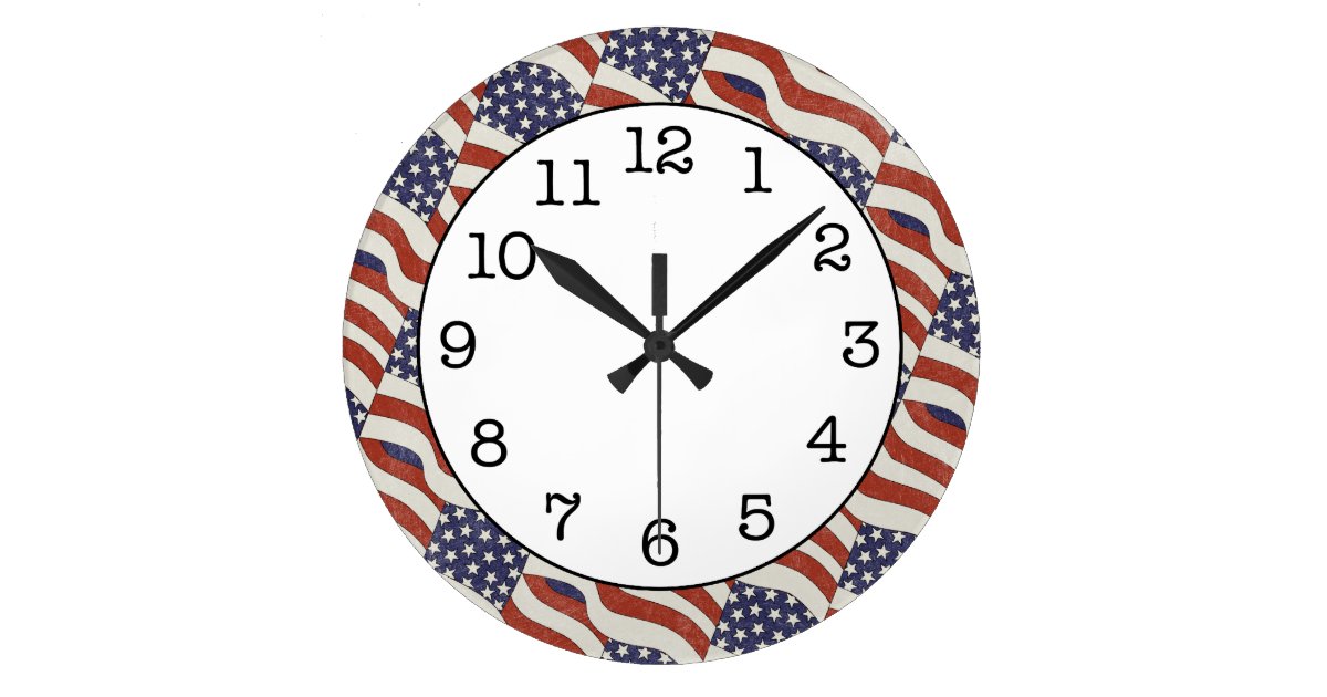 American Flag Pattern Round Wall Clock | Zazzle.com
