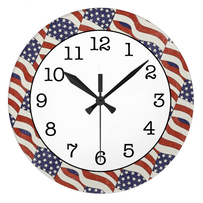 American Flag Pattern Round Wall Clock | Zazzle.com