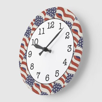 American Flag Pattern Round Wall Clock | Zazzle