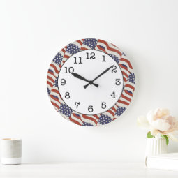 American Flag Pattern Round Wall Clock | Zazzle