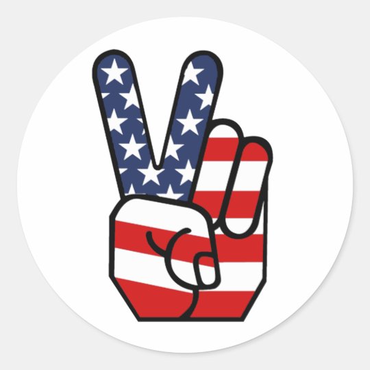 American Flag Peace Hand Classic Round Sticker | Zazzle.com