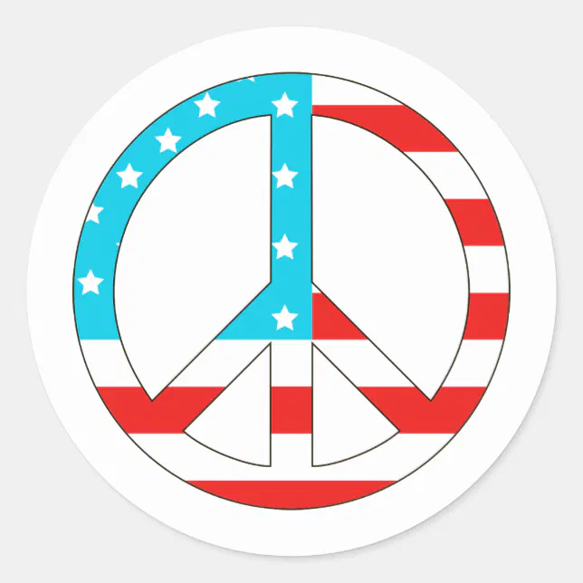 American Flag Peace Sign Classic Round Sticker | Zazzle
