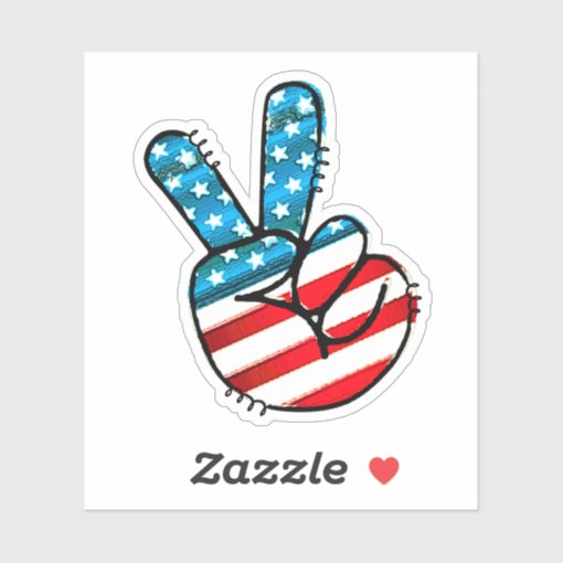American Flag Peace Sign Sticker | Zazzle