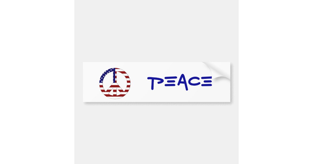 American Flag Peace sign USA Bumper Sticker | Zazzle
