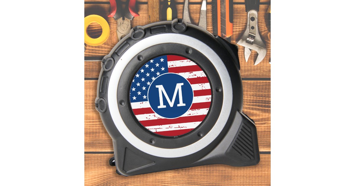 American Flag Personalized Monogram Patriotic Tape Measure | Zazzle