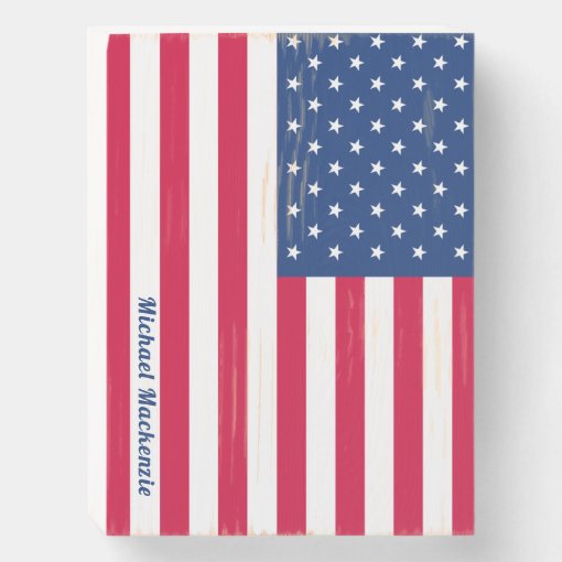 American Flag | Personalized Wooden Box Sign | Zazzle