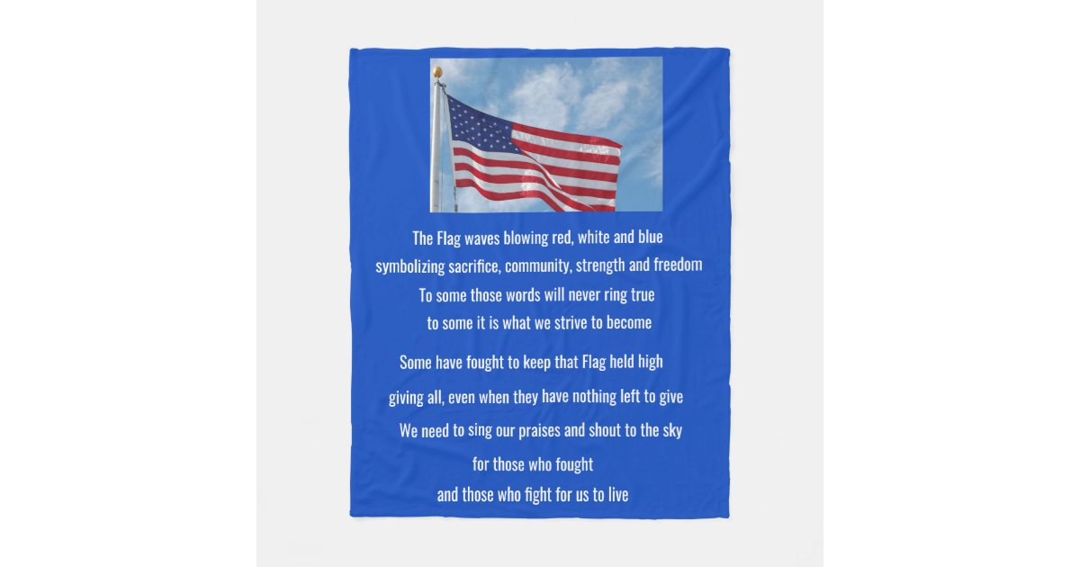 American Flag poem Fleece Blanket | Zazzle