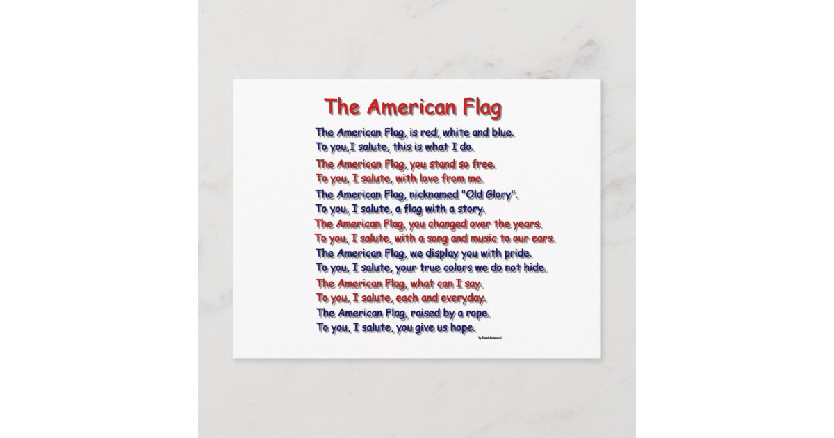 American Flag Poem Postcard | Zazzle