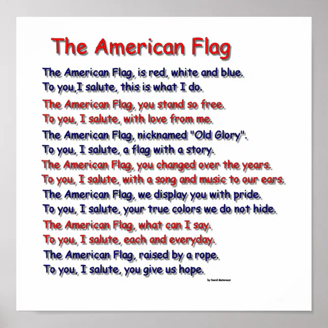 American Flag Poem Poster | Zazzle