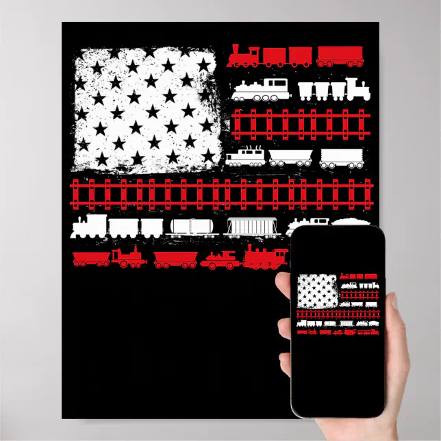 American Flag Railroad Train Conductor 4th Of July Poster | Zazzle