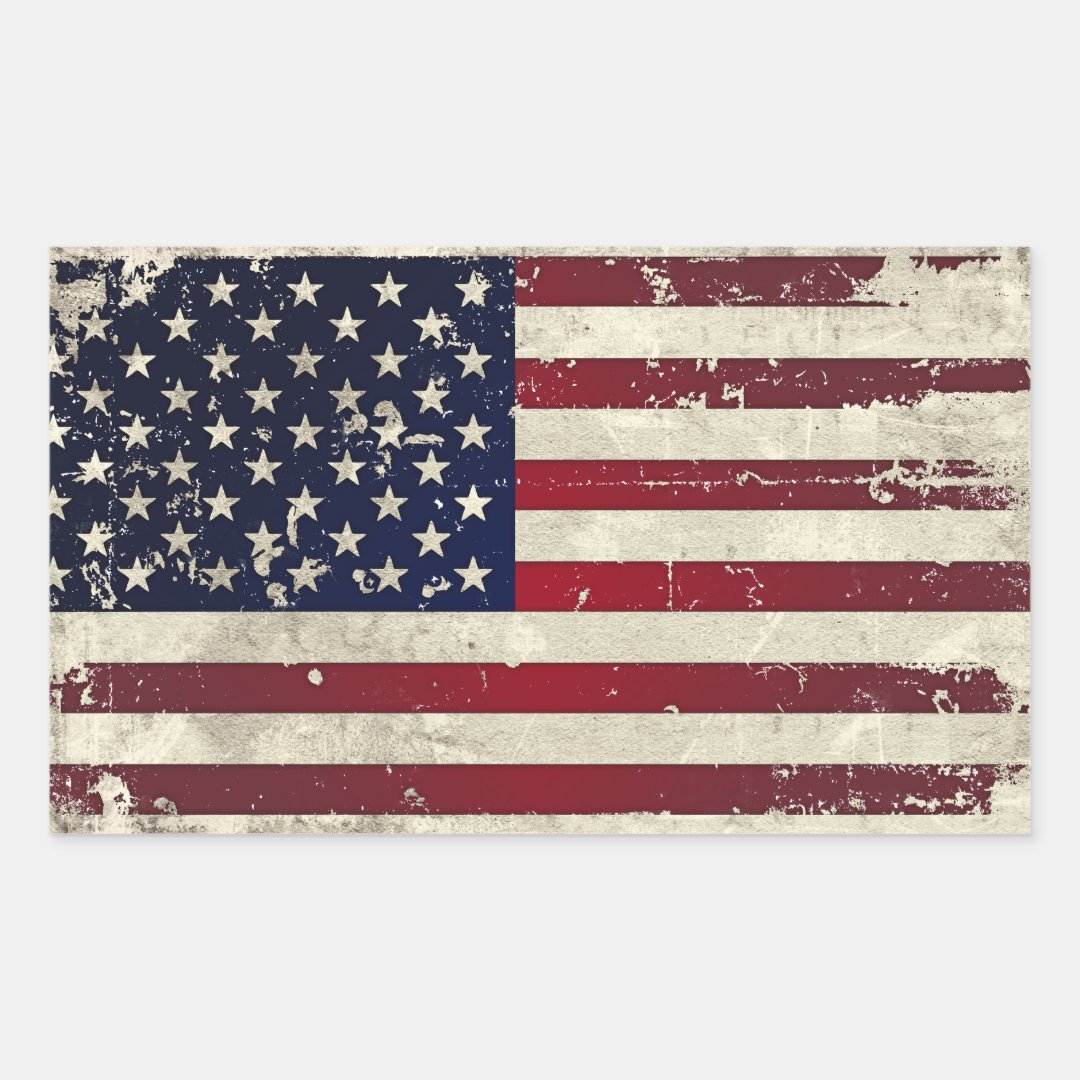 American Flag Rectangular Sticker | Zazzle