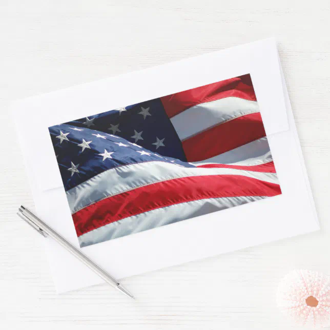 American Flag Rectangular Sticker | Zazzle