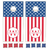 American Flag Red White and Blue Custom Name Cornhole Set | Zazzle