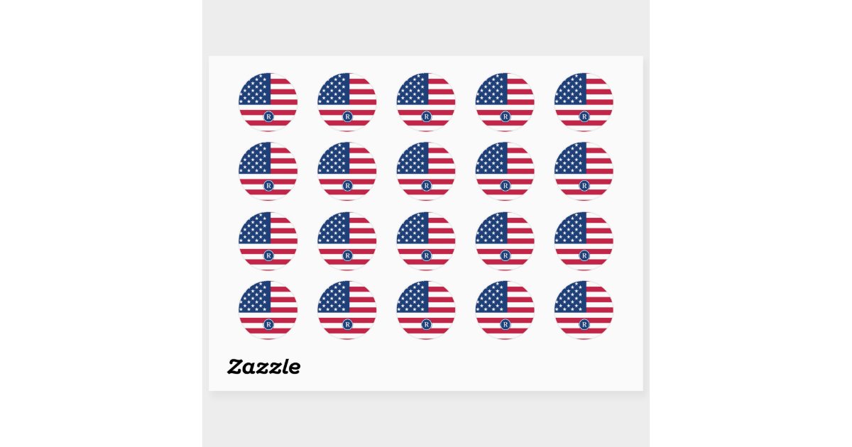American Flag Red White and Blue Patriotic Classic Round Sticker | Zazzle