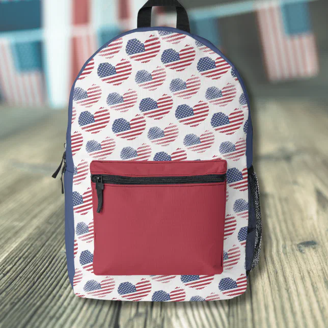 American Flag Red White Blue Patriotic Printed Backpack | Zazzle