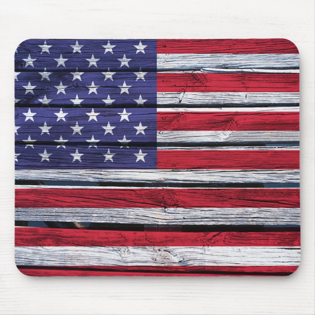 American Flag Rustic Wood Mouse Pad | Zazzle