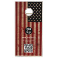 American Flag Rustic Wood QR Code Business Logo Cornhole Set | Zazzle