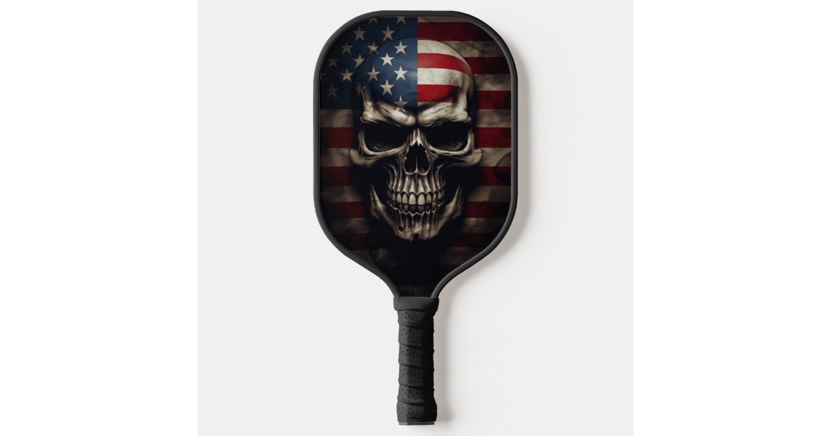 American Flag Skull Pickleball Paddle | Zazzle