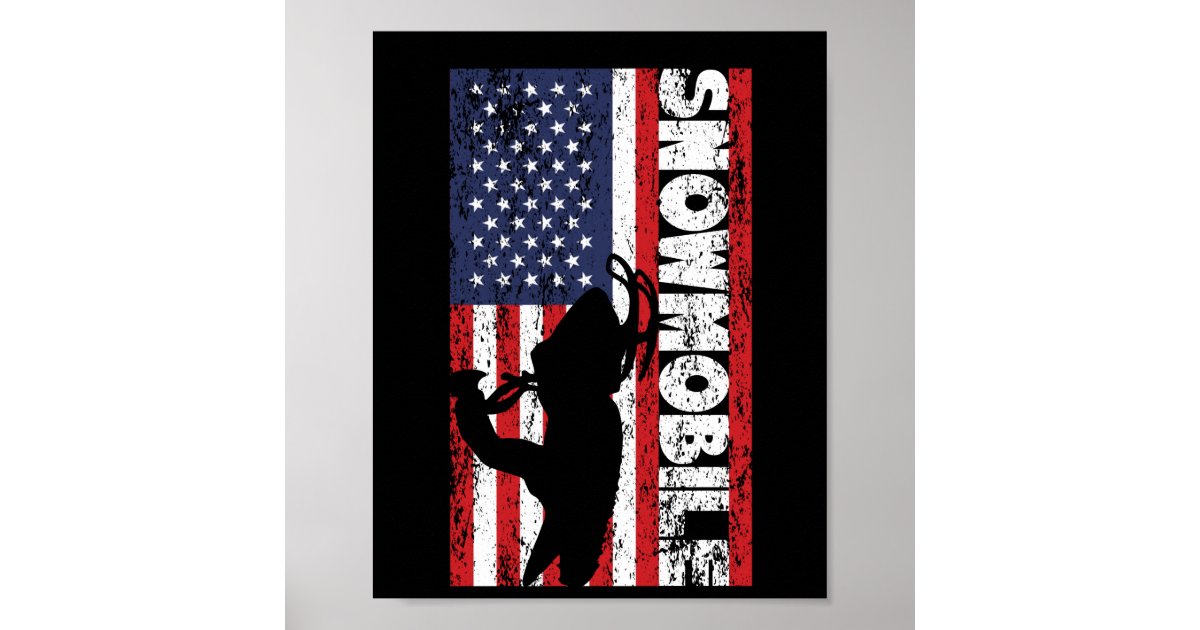 American flag snowmobile USA sleigh Poster | Zazzle