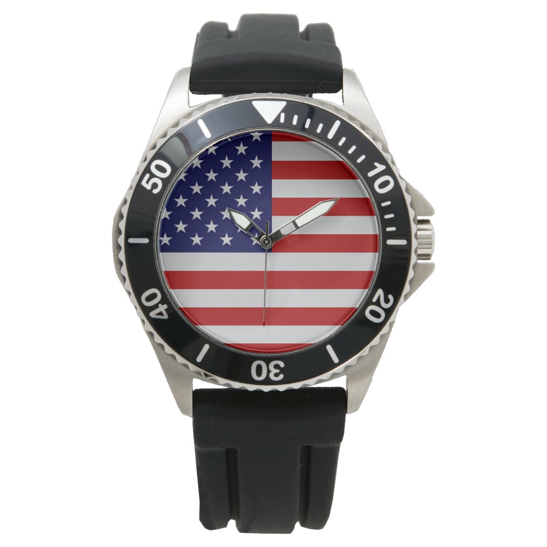 American Flag Stainless Steel Bracelet Watch | Zazzle