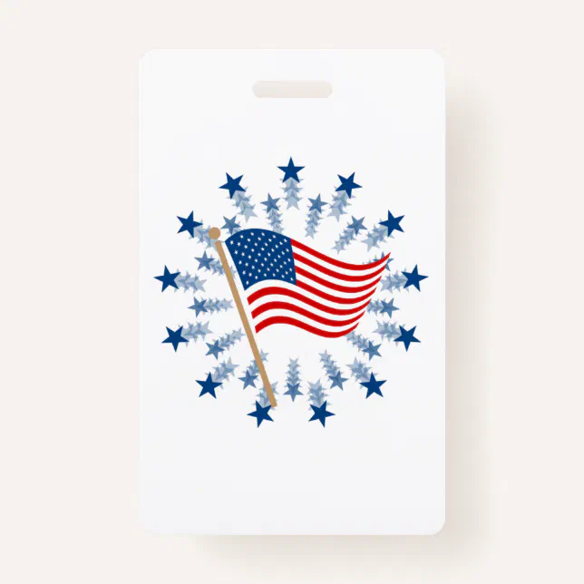 American Flag Starburst Fireworks 4th of July Badge | Zazzle