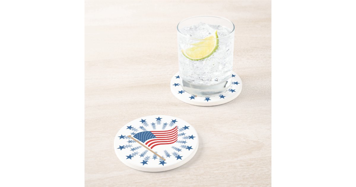 American Flag Starburst Fireworks 4th of July Coaster | Zazzle