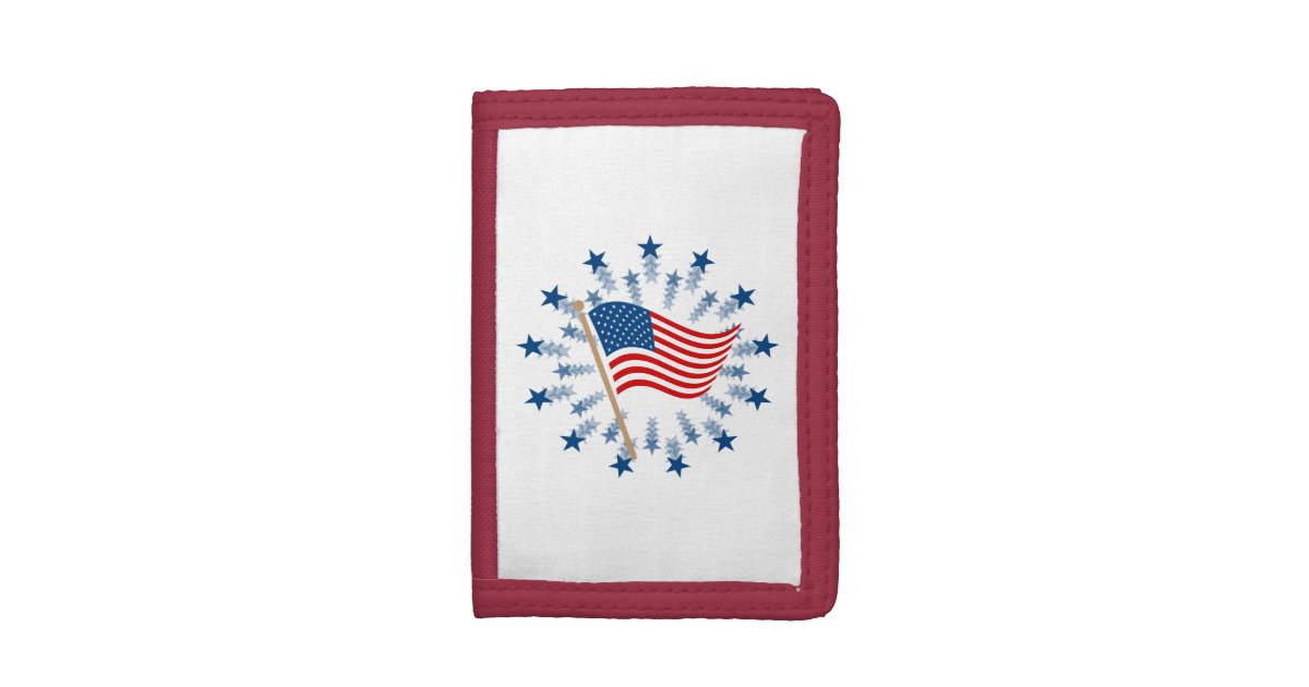 American Flag Starburst Fireworks 4th of July Trifold Wallet | Zazzle
