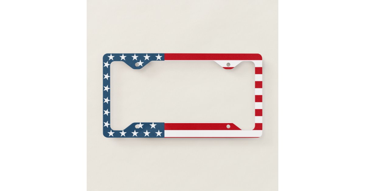 American Flag Stars and Stripes Patriotic License Plate Frame | Zazzle
