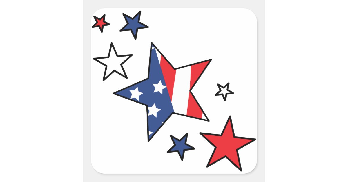 American Flag Stars Square Sticker | Zazzle