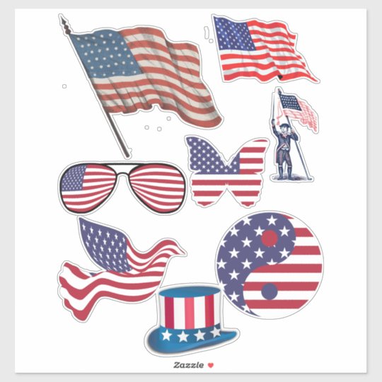American Flag Stars Stripes Patriotic Art Sticker | Zazzle.com