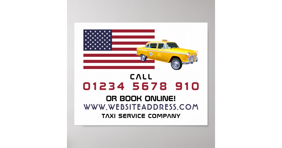 American Flag Taxi Cab Advertising Poster | Zazzle