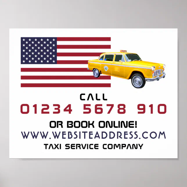 American Flag Taxi Cab Advertising Poster | Zazzle