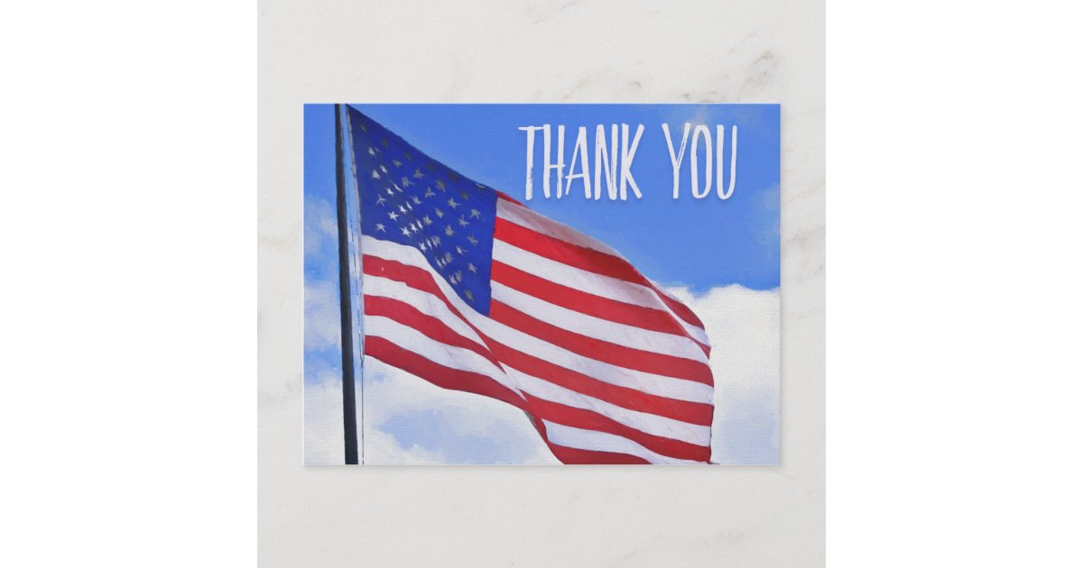 American Flag Thank You Postcard | Zazzle