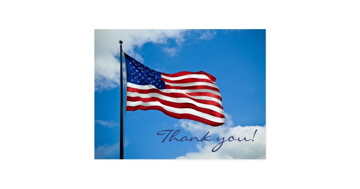 American Flag Thank You Postcard | Zazzle.com