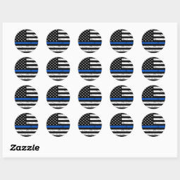 American Flag Thin Blue Line Classic Round Sticker | Zazzle