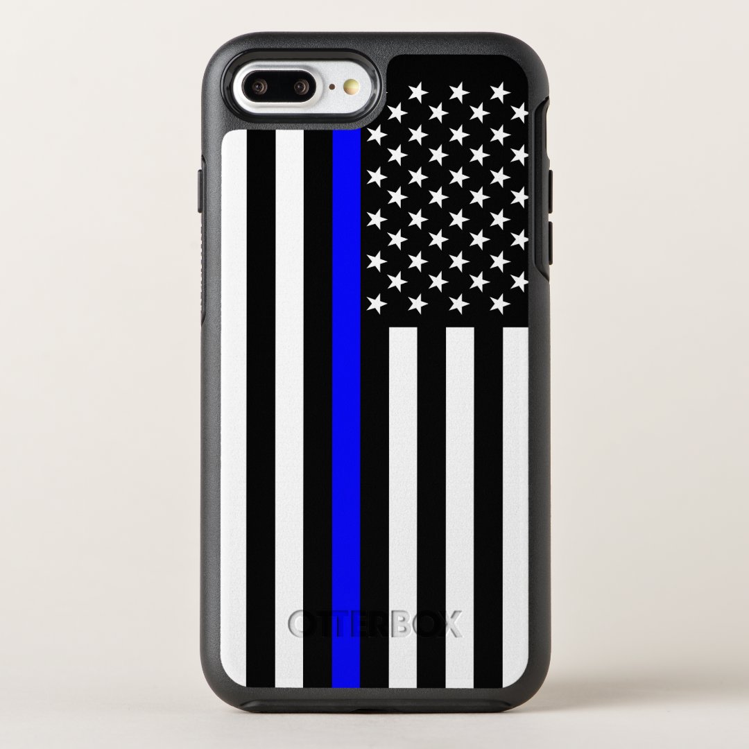American Flag Thin Blue Line Symbol on OtterBox iPhone Case | Zazzle