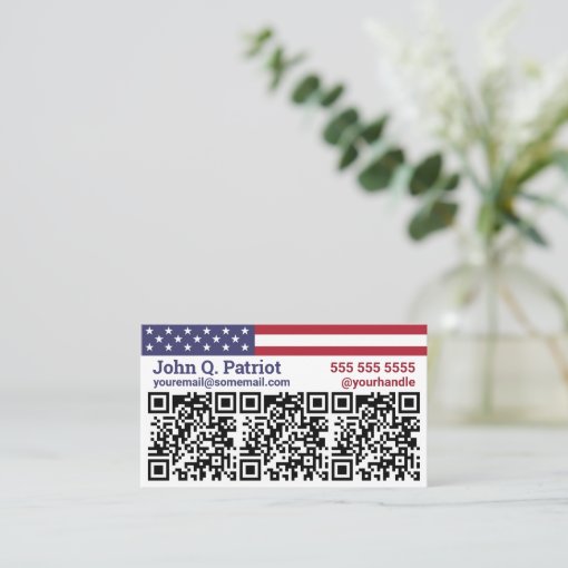 American Flag Triple QR Code Business Card | Zazzle