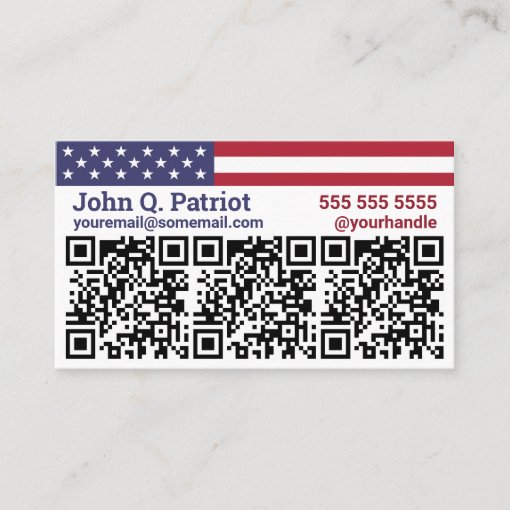 American Flag Triple QR Code Business Card | Zazzle