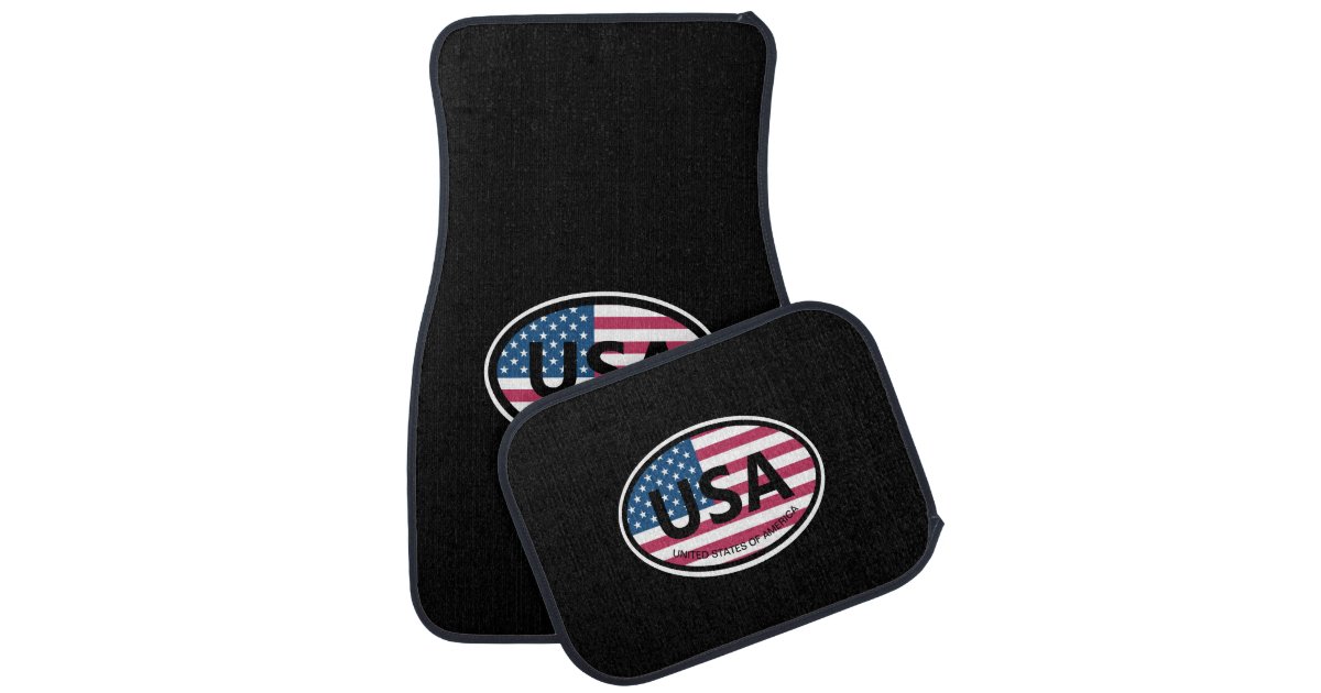 American flag USA country code oval car sign logo Car Floor Mat | Zazzle