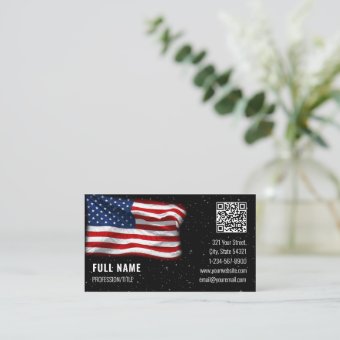 American Flag USA QR Code Business Card | Zazzle