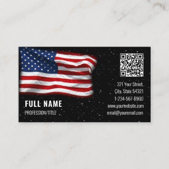 American Flag USA QR Code Business Card | Zazzle