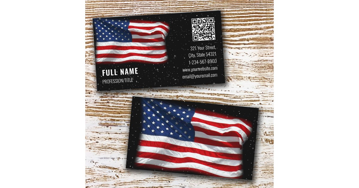 American Flag USA QR Code Business Card | Zazzle
