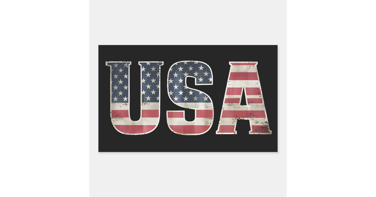 American Flag USA United States US 4th of July Rectangular Sticker | Zazzle