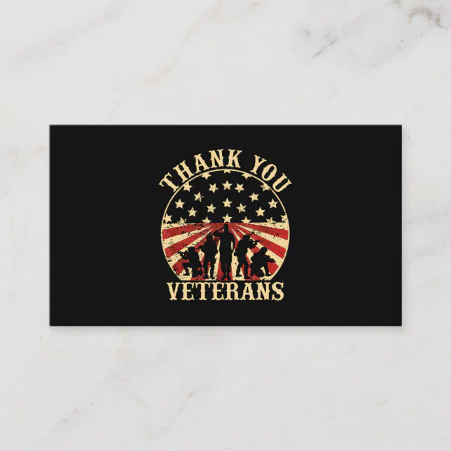 American Flag Veteran Day Thank You Veterans Business Card | Zazzle
