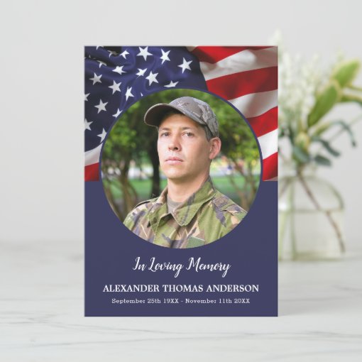 American Flag Veteran Sympathy Military Funeral Thank You Card | Zazzle
