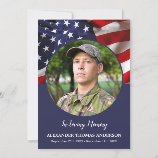 American Flag Veteran Sympathy Military Funeral Thank You Card | Zazzle.com