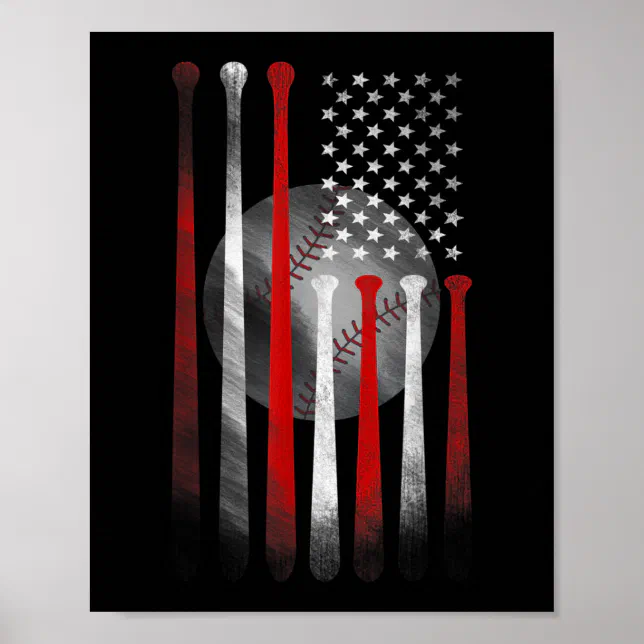 American Flag Vintage Baseball Poster | Zazzle