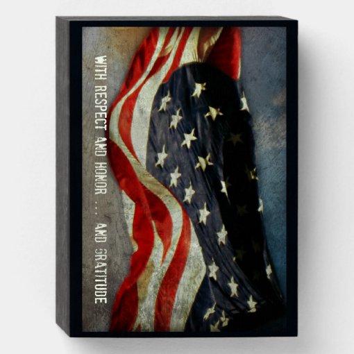 American Flag Wall Art - Respect, Honor, Graditude Wooden Box Sign | Zazzle