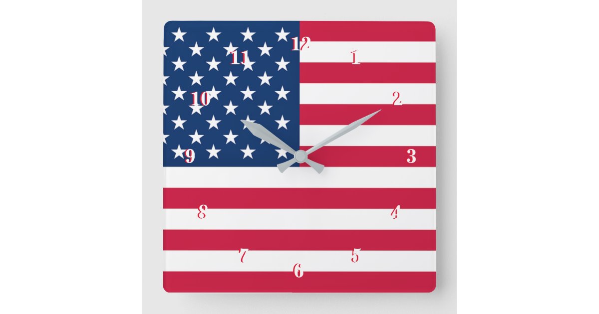 American Flag Wall Clock Patriotic | Zazzle