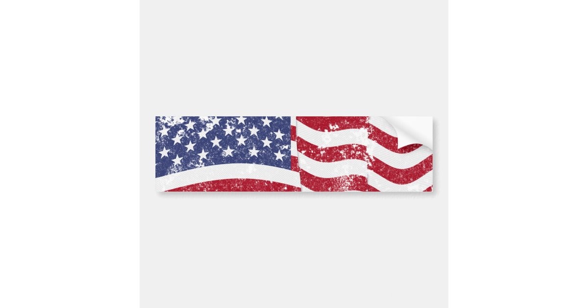 American Flag Waving - Distressed Bumper Sticker | Zazzle